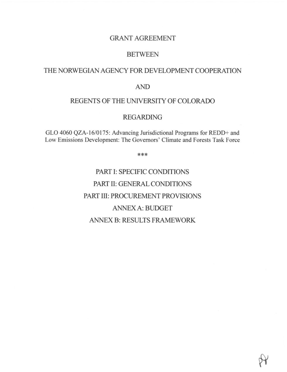 Norad Grant Agreement | GCF Task Force